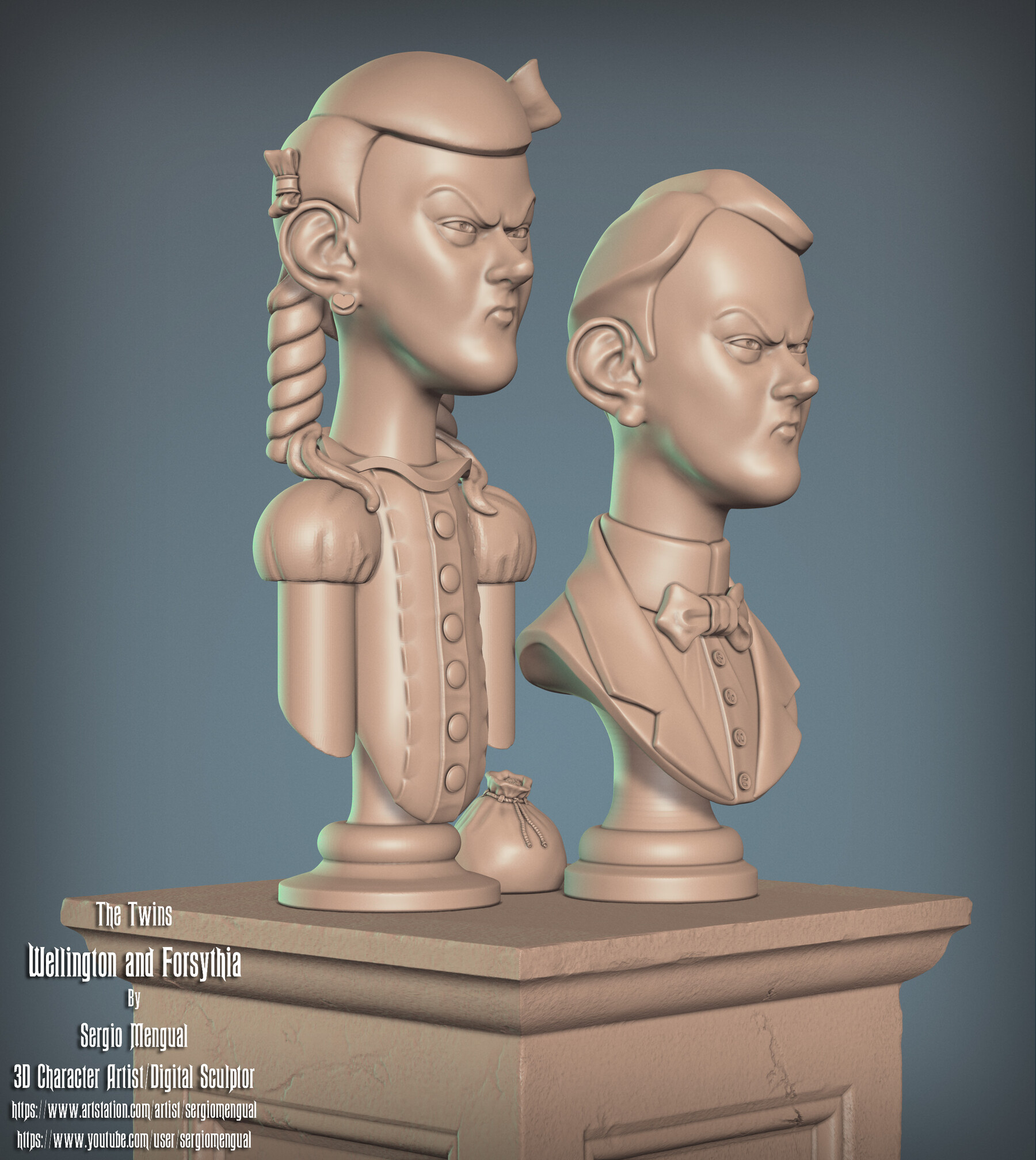 ArtStation - Haunted Mansion The Twins 3D Printable Busts | Resources