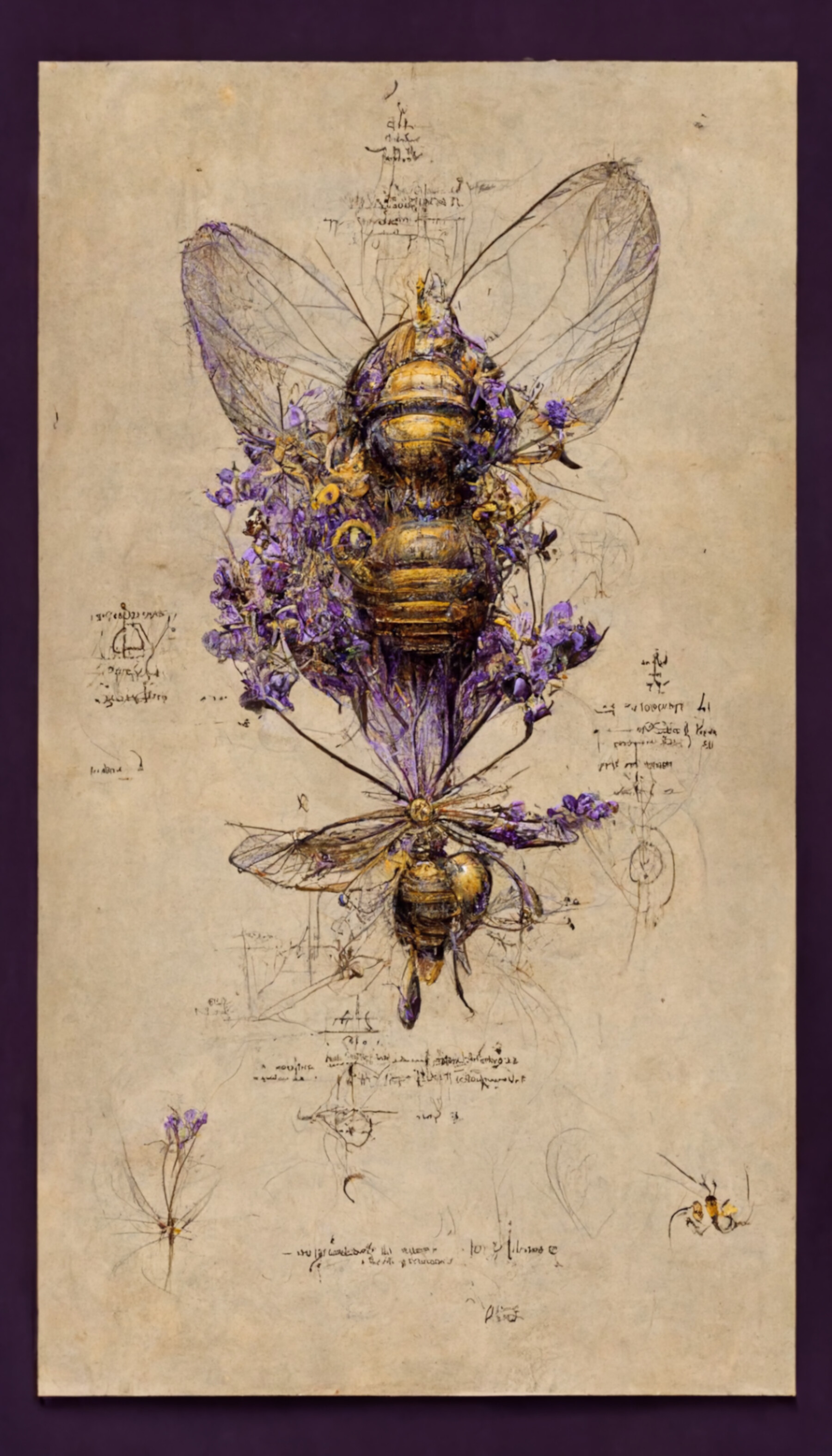 ArtStation - Entomological sketch of a Honey Bee bathing in a purple ...