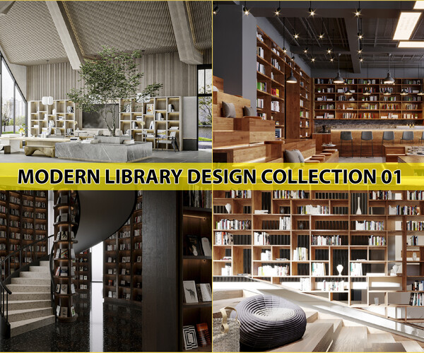 ArtStation - Modern Library Design Collection 01 | Resources