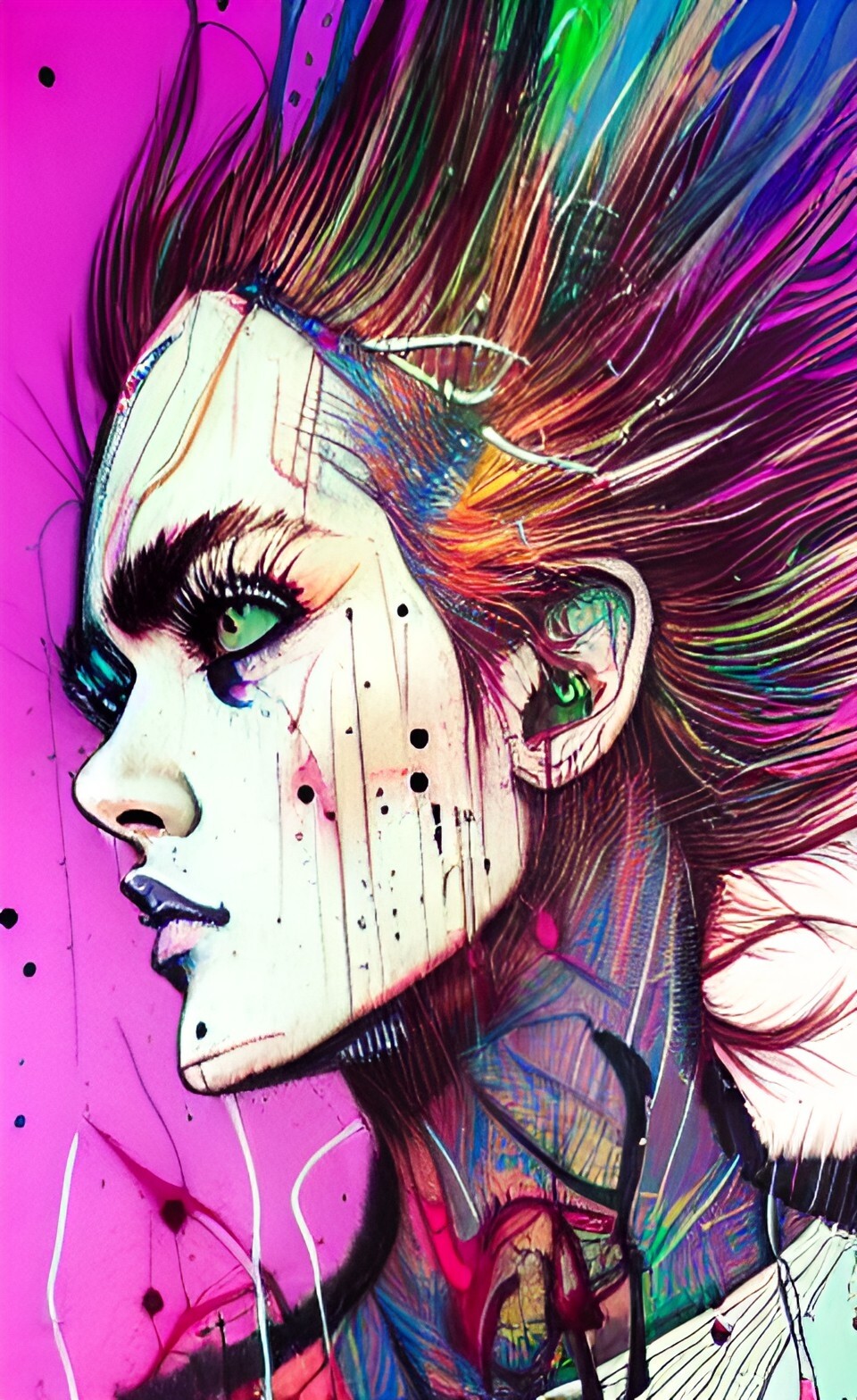 ArtStation - Splash Girl Punky Colored 700 jpg wombo art | Artworks