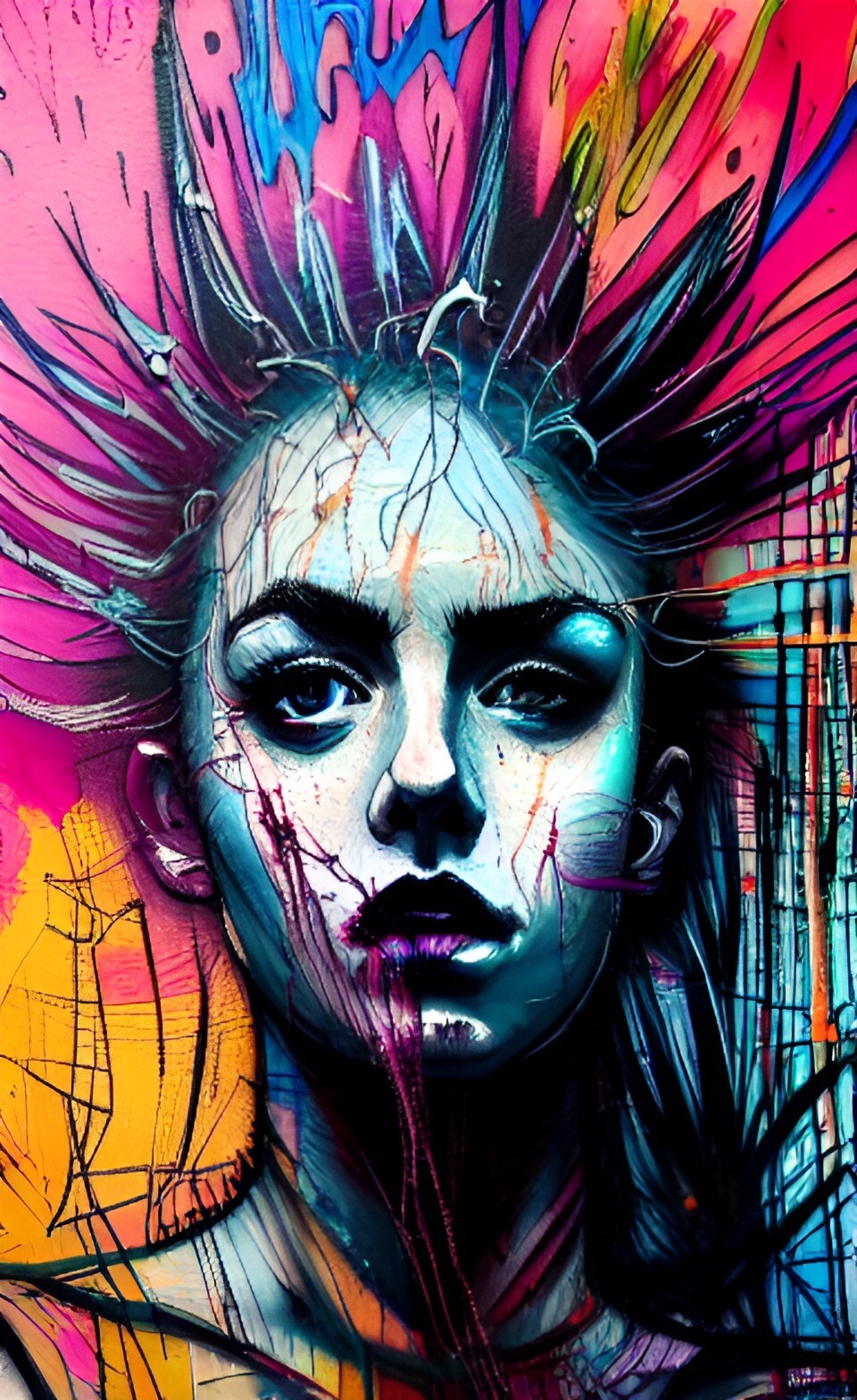 ArtStation - Splash Girl Punky Colored 700 jpg wombo art | Artworks