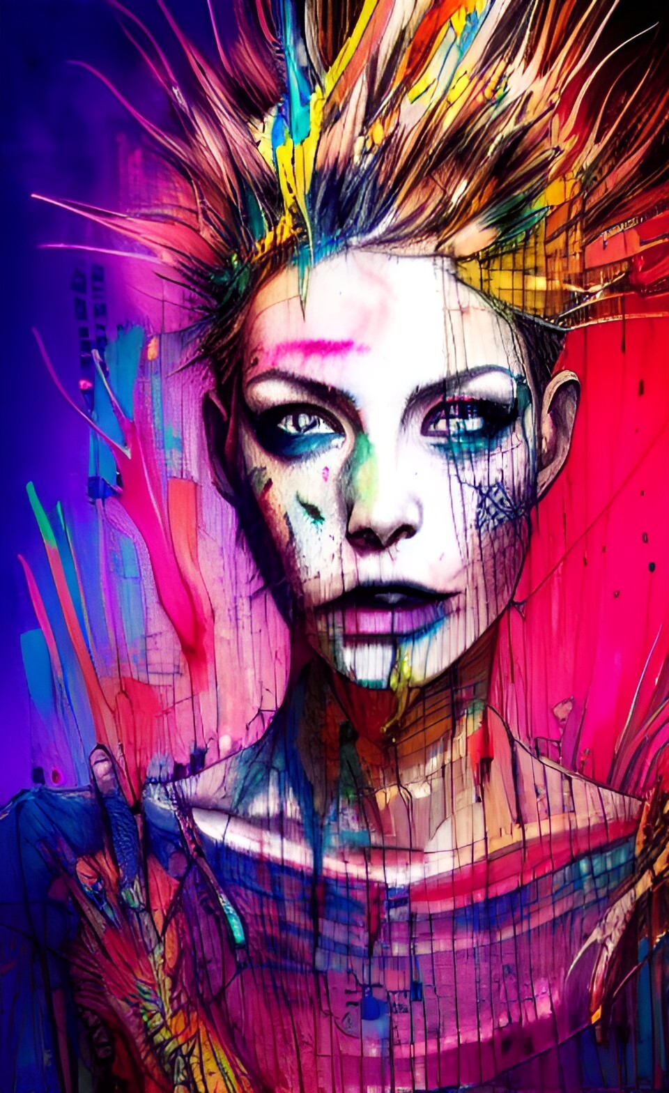 ArtStation - Splash Girl Punky Colored 700 jpg wombo art | Artworks