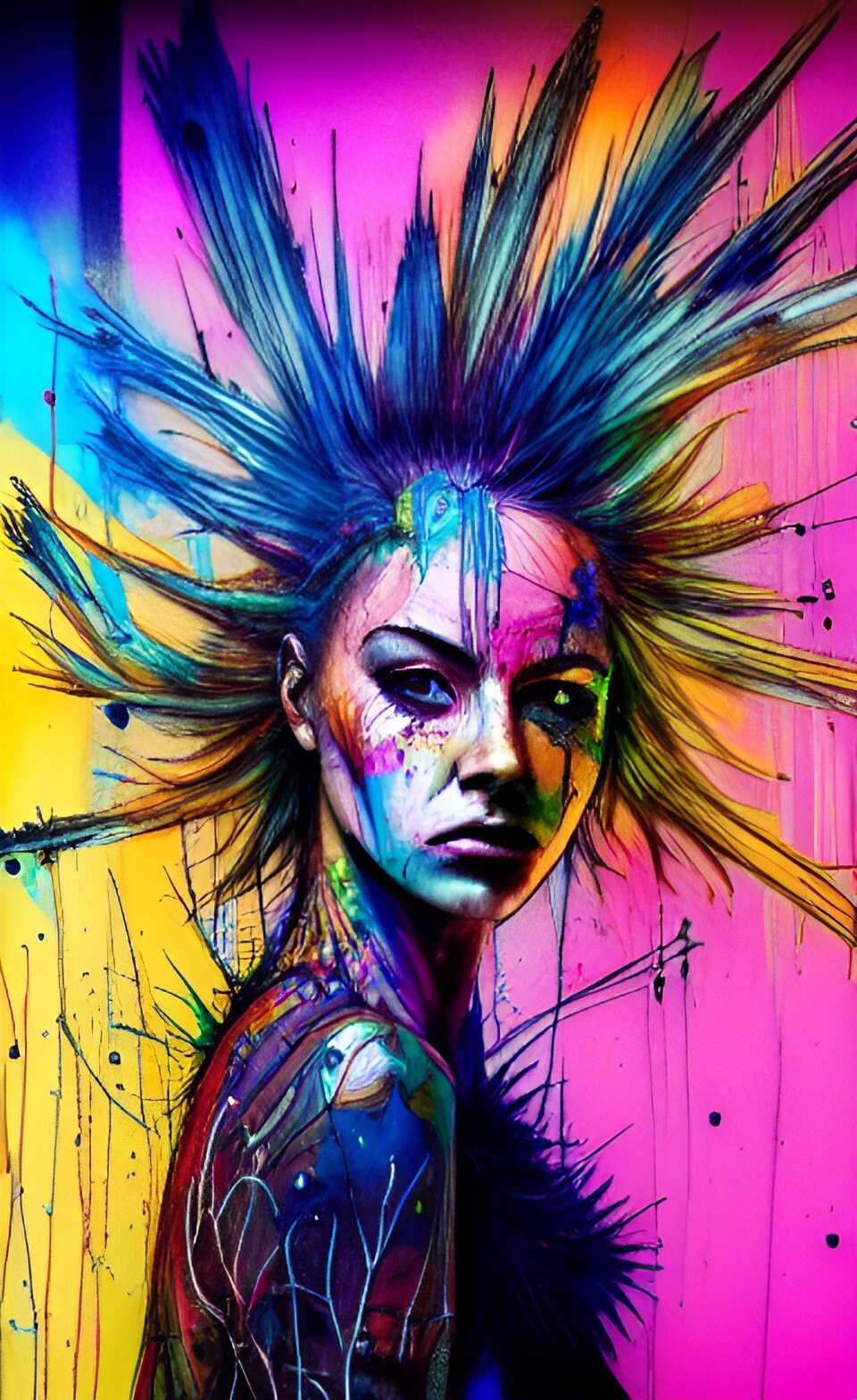 ArtStation - Splash Girl Punky Colored 700 jpg wombo art | Artworks