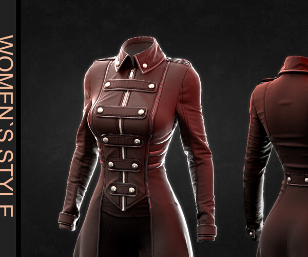 ArtStation - Women's Double-Breasted Coat | Game Assets