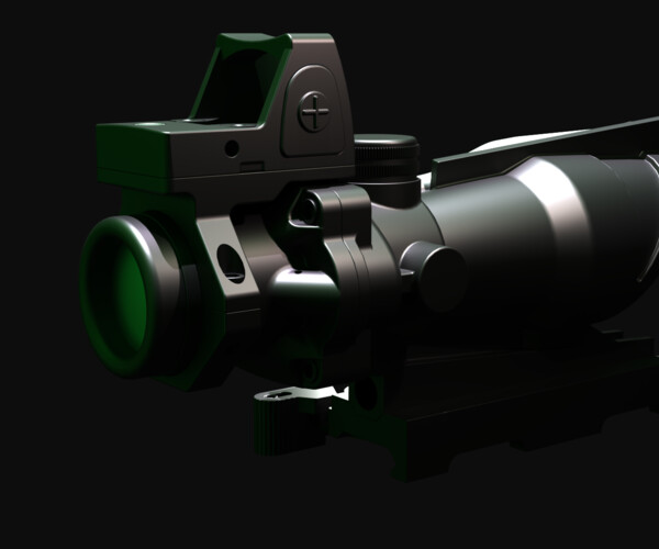ArtStation - 4X Scope with a red dot mount 3D Model printable Game ...