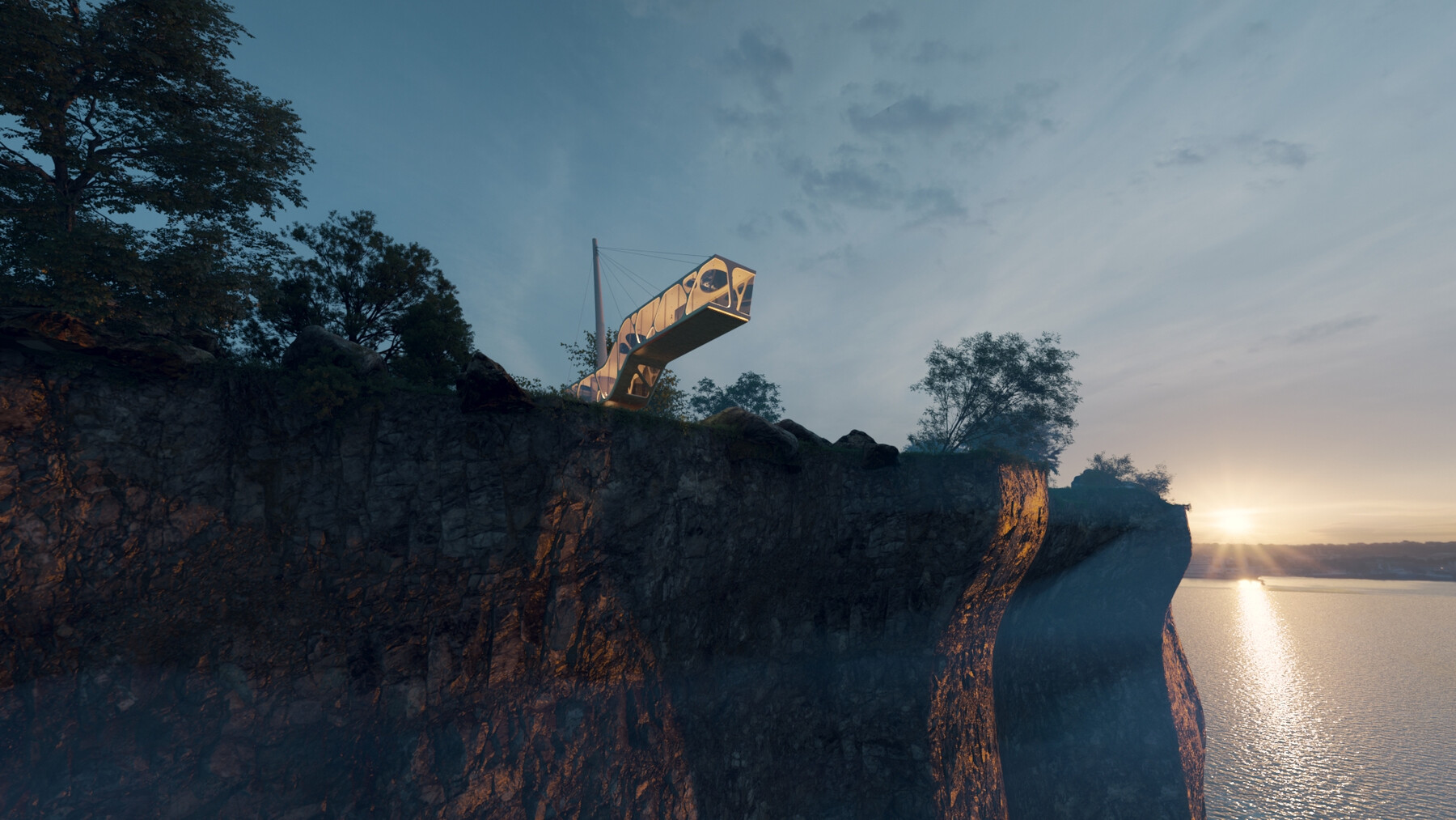 ArtStation - cliff house modern mountain cabin | Resources