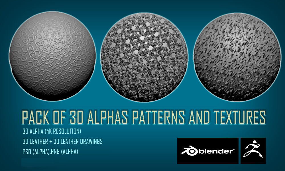 ArtStation - pack of 30 alphas patterns and textures | Brushes