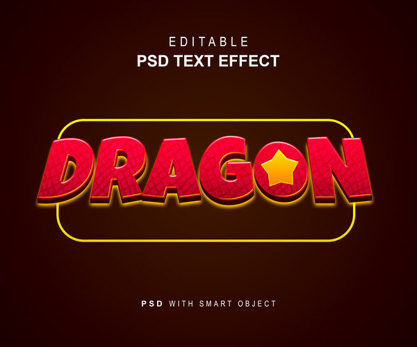 ArtStation - 3D Dragon PSD fully editable text effect. Layer style PSD ...