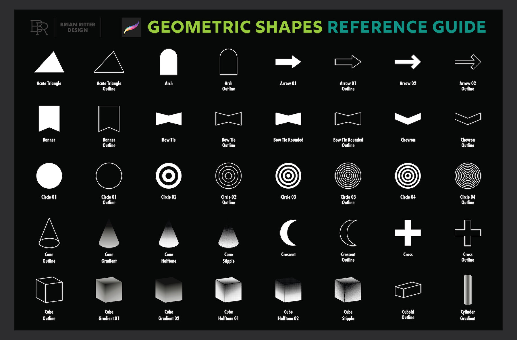 ArtStation - 200 Geometric Shapes for Procreate | Artworks