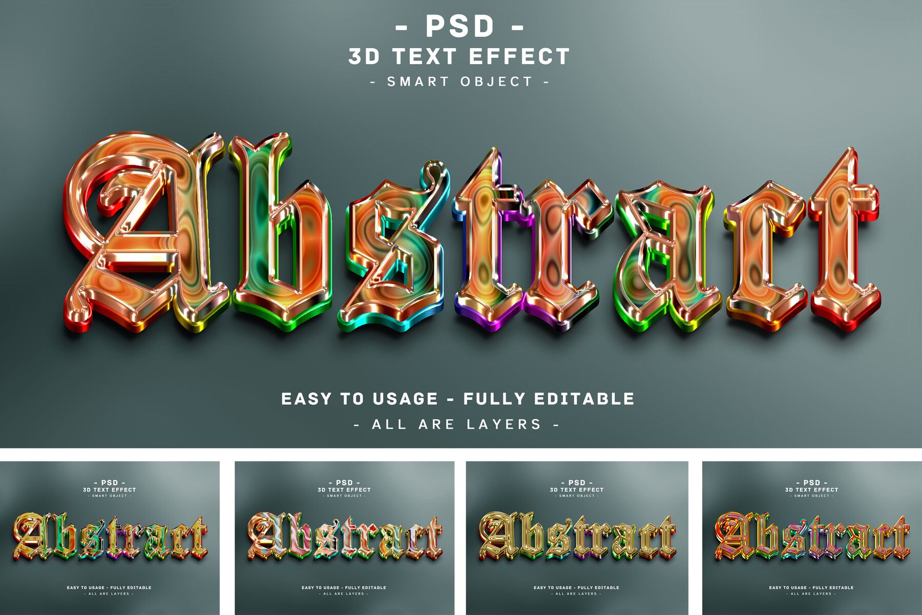 ArtStation - 10 pack 3d abstract colors text style effect for photoshop ...