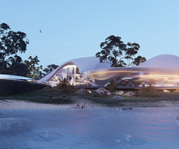 ArtStation - organic form beach villa architecture 3d model revit ...