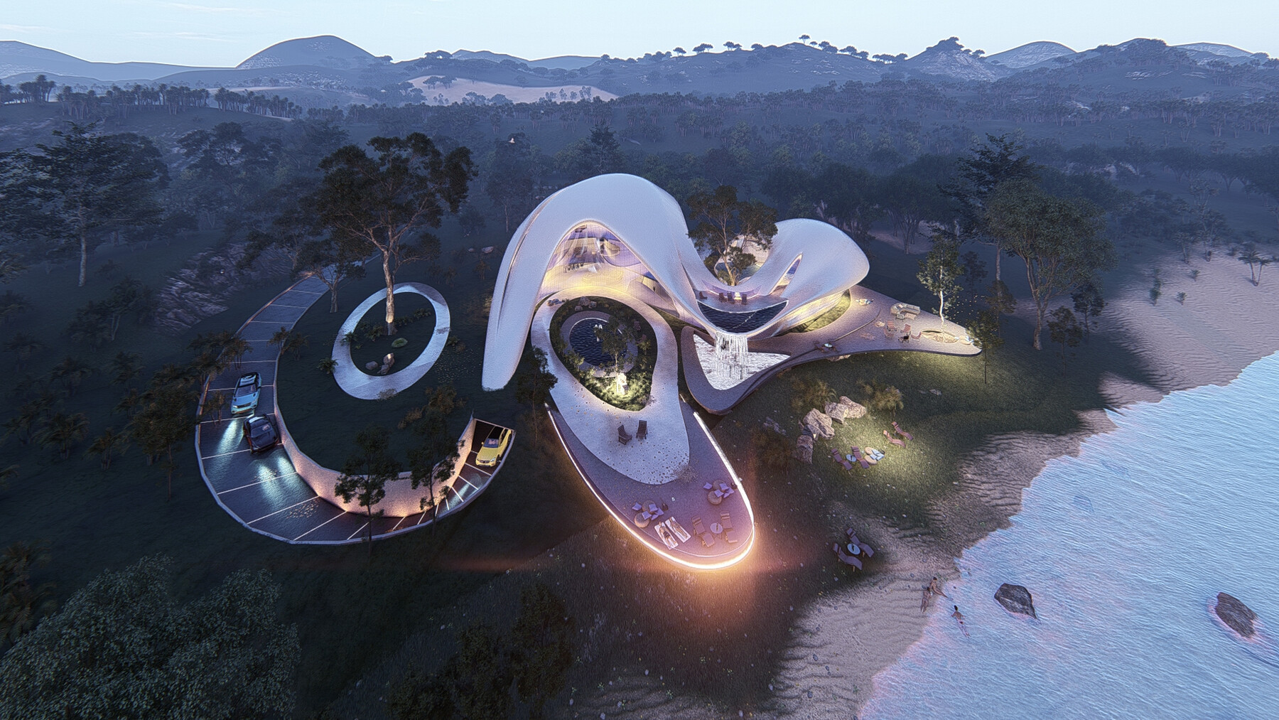 ArtStation - organic form beach villa architecture 3d model revit ...