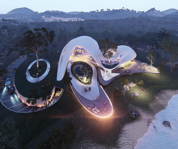 ArtStation - organic form beach villa architecture 3d model revit ...