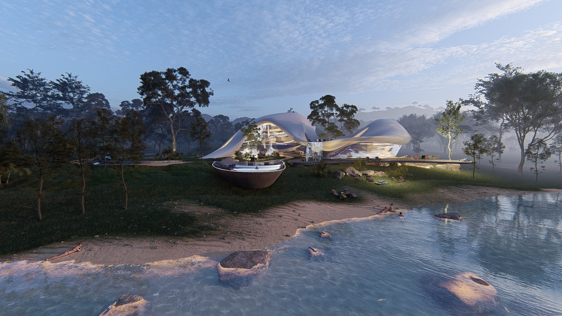 ArtStation - organic form beach villa architecture 3d model revit ...