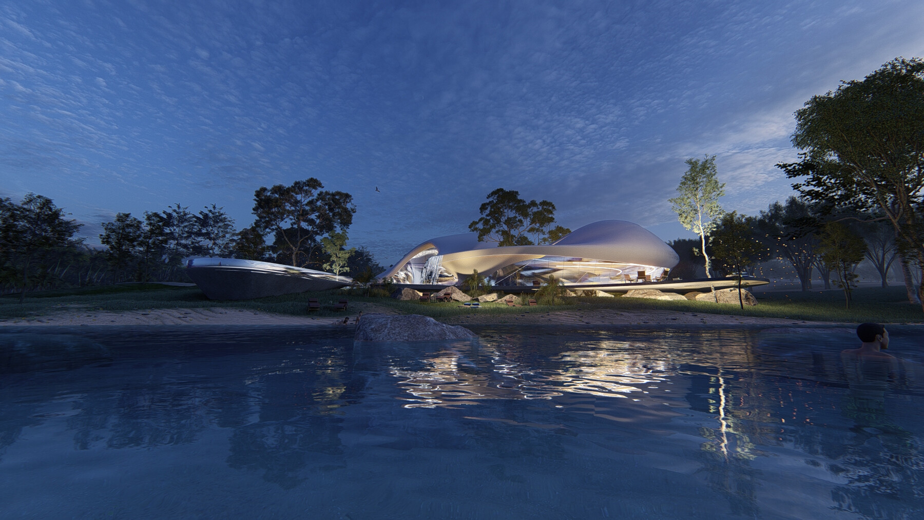 ArtStation - organic form beach villa architecture 3d model revit ...