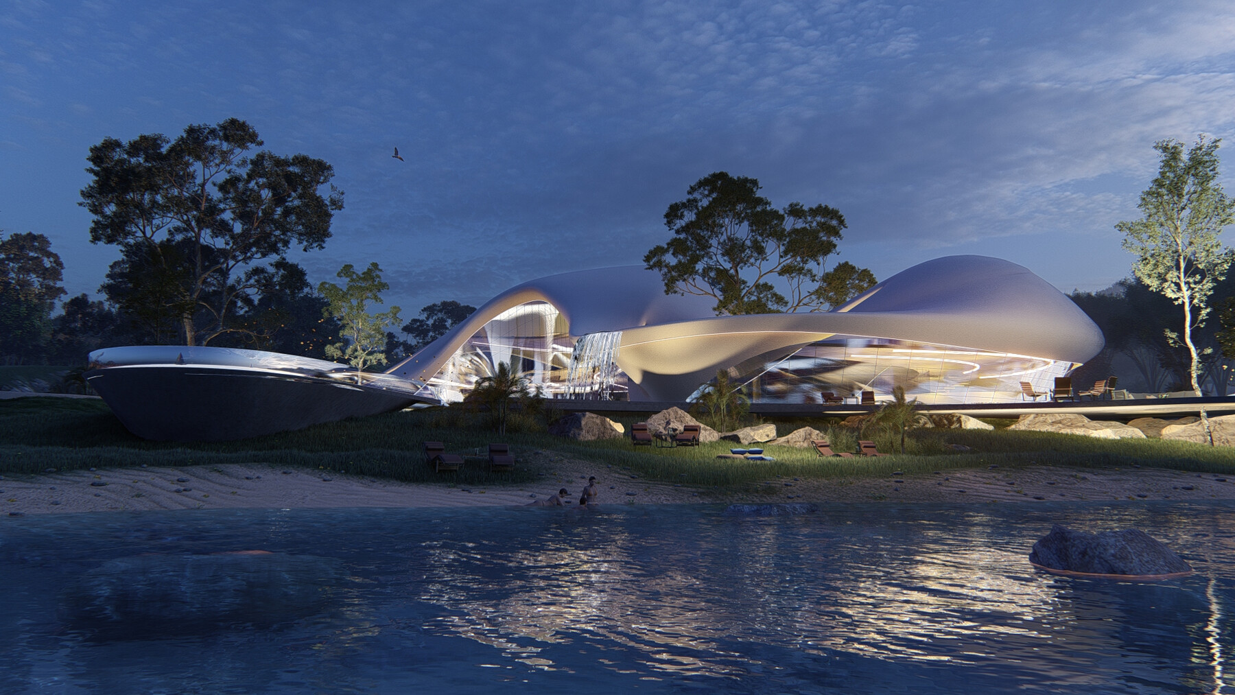 ArtStation - organic form beach villa architecture 3d model revit ...