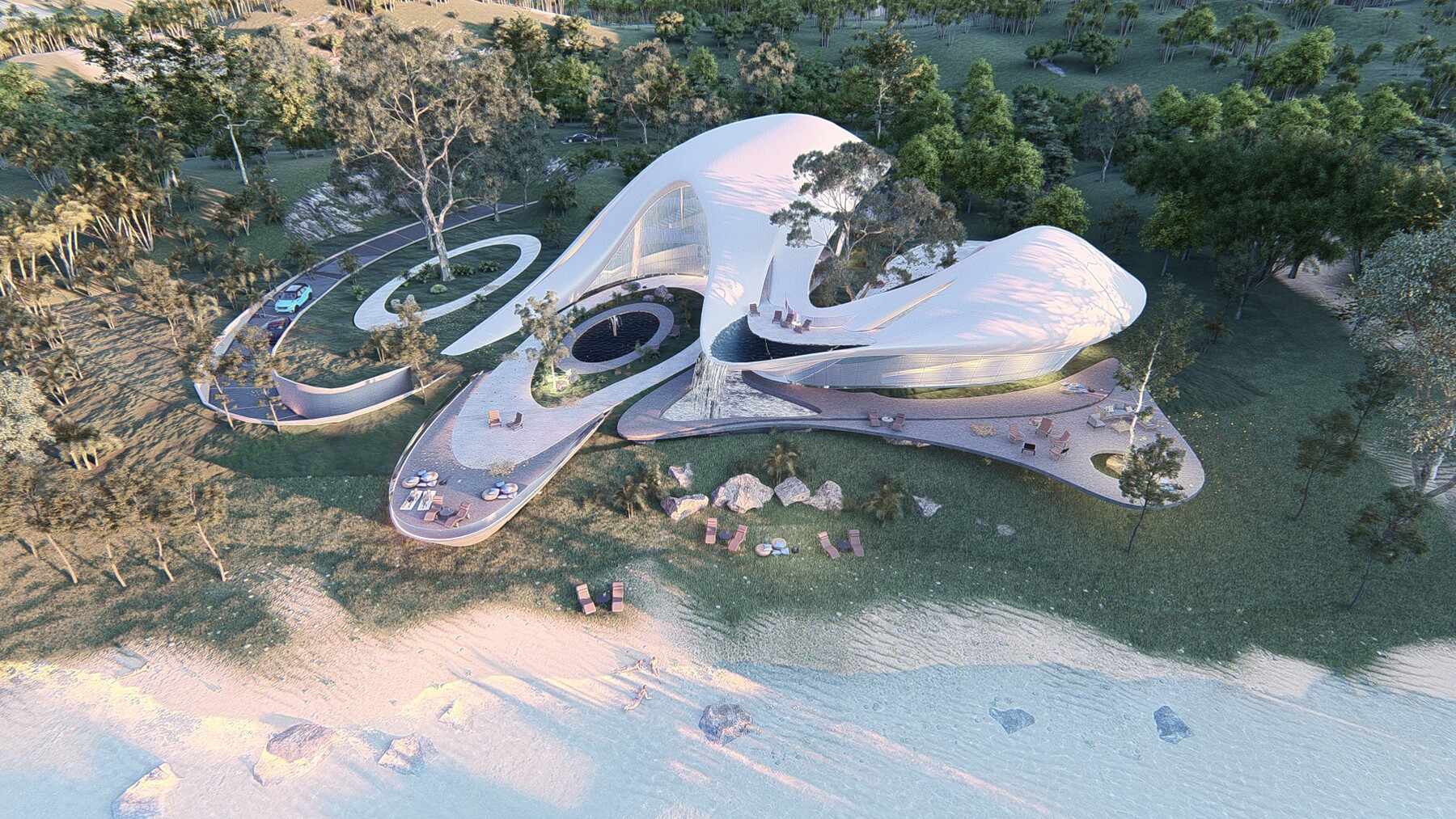 ArtStation - organic form beach villa architecture 3d model revit ...