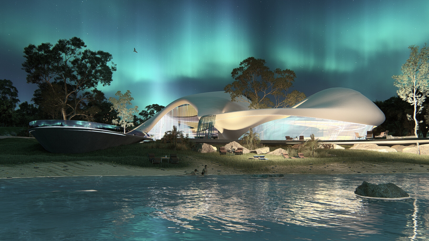 ArtStation - organic form beach villa architecture 3d model revit ...