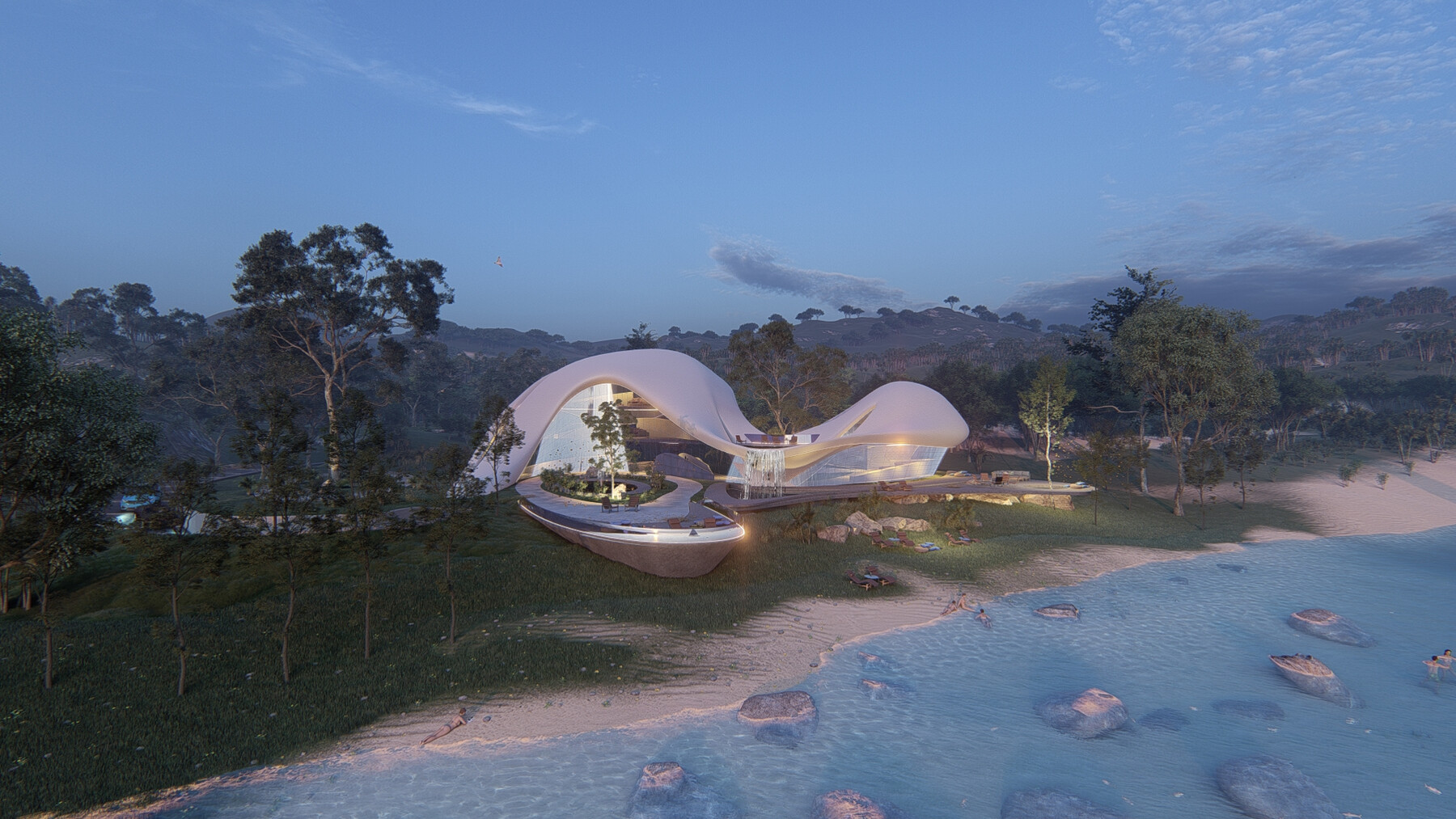 ArtStation - organic form beach villa architecture 3d model revit ...