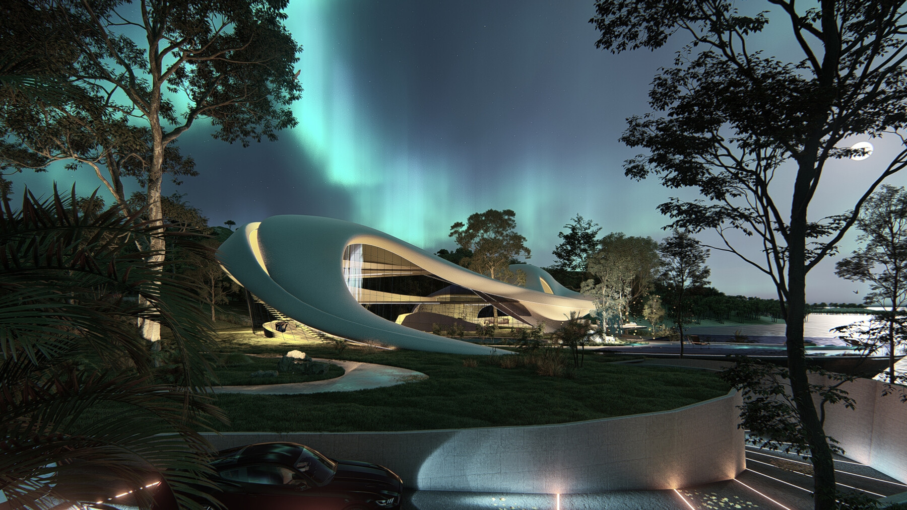 ArtStation - organic form beach villa architecture 3d model revit ...