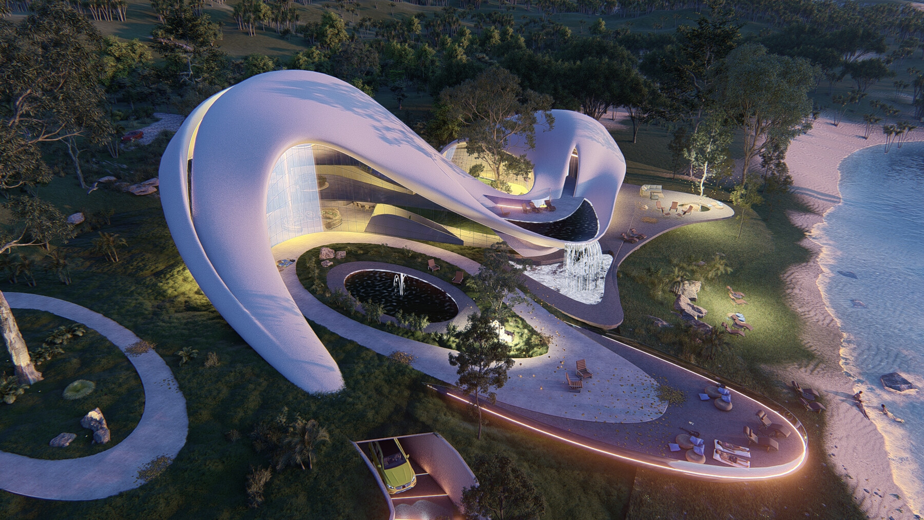 ArtStation - organic form beach villa architecture 3d model revit ...