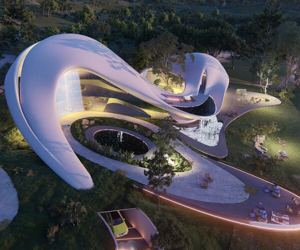 ArtStation - organic form beach villa architecture 3d model revit ...