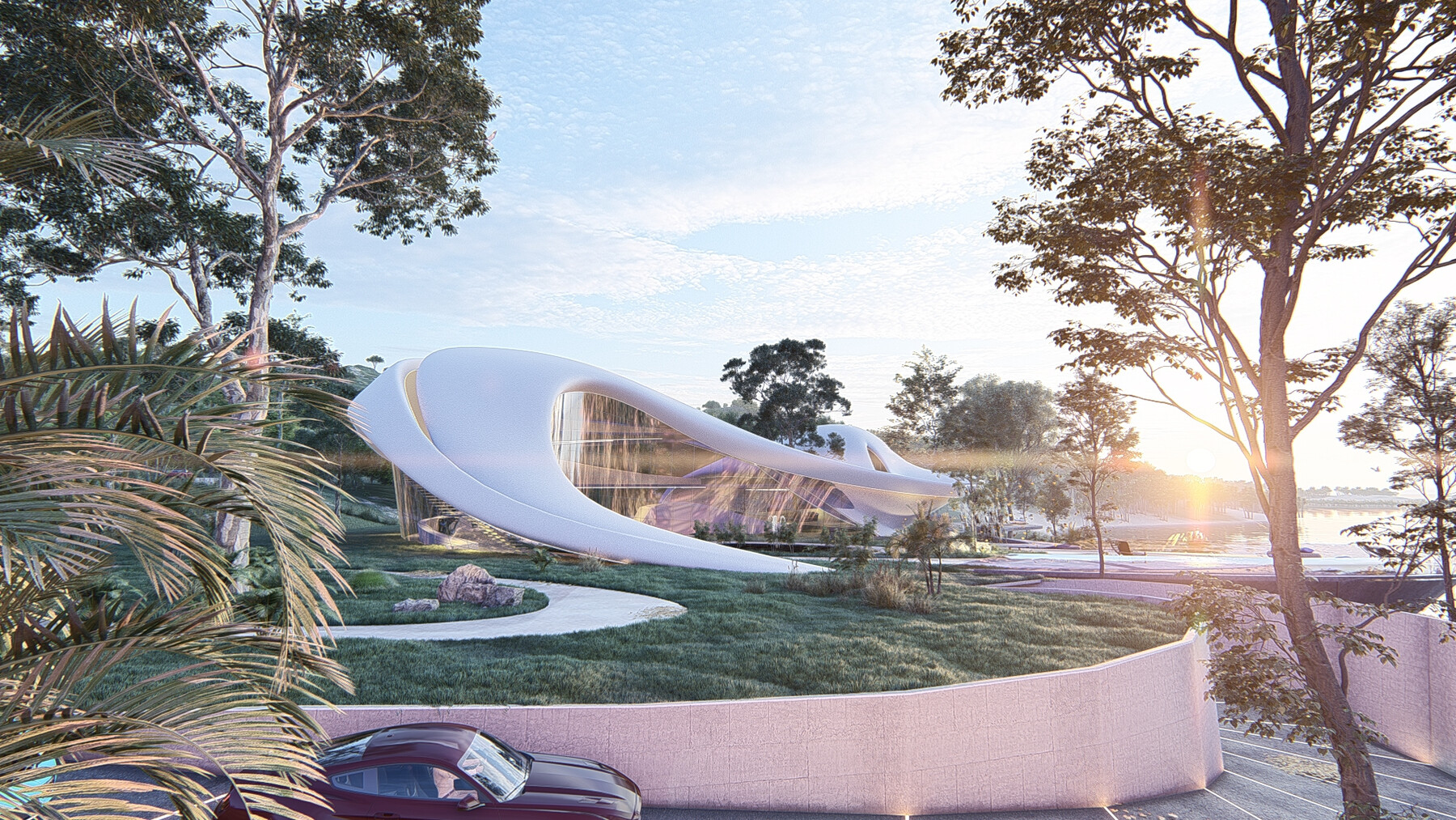 ArtStation - organic form beach villa architecture 3d model revit ...