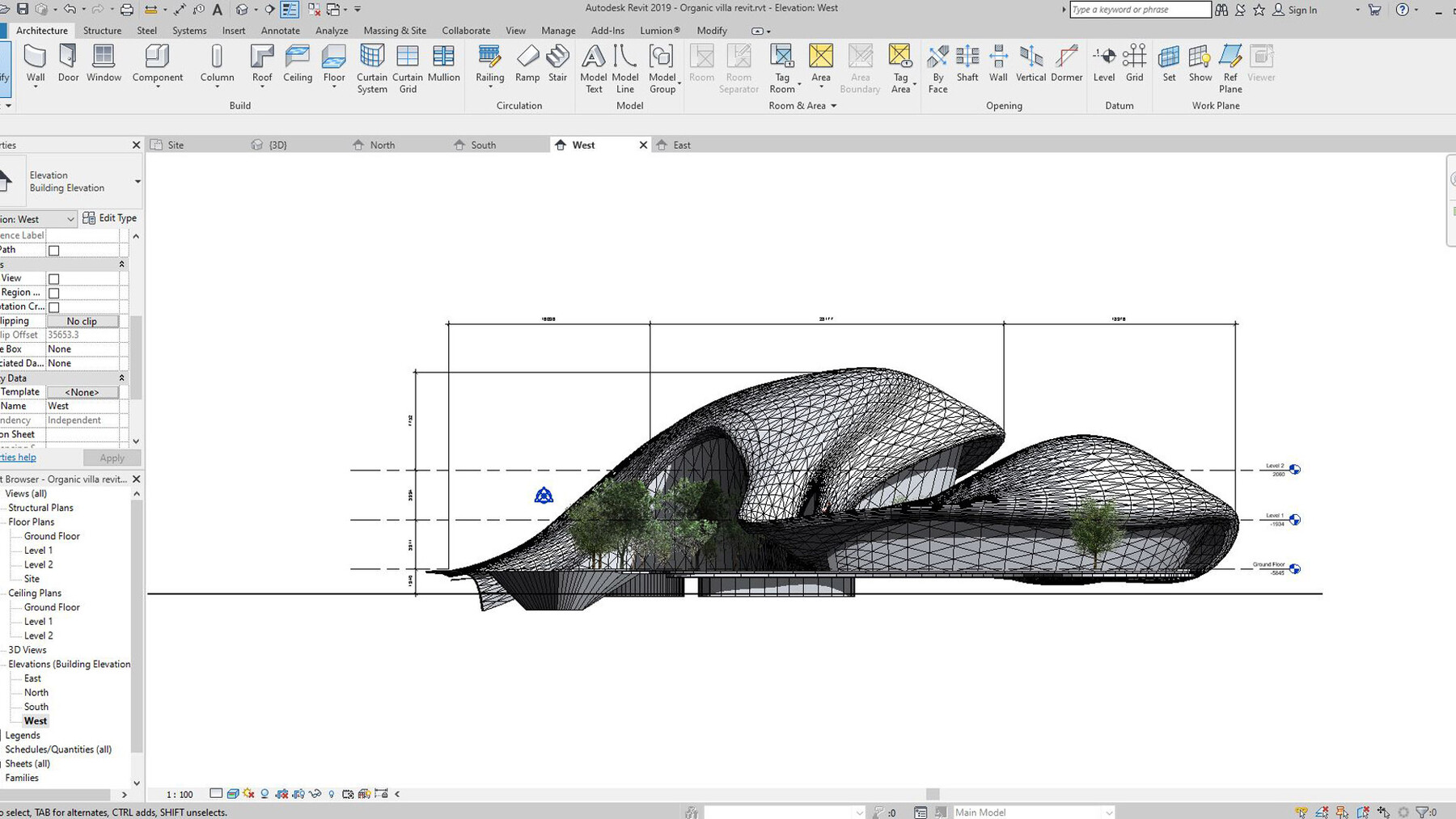 ArtStation - organic form beach villa architecture 3d model revit ...