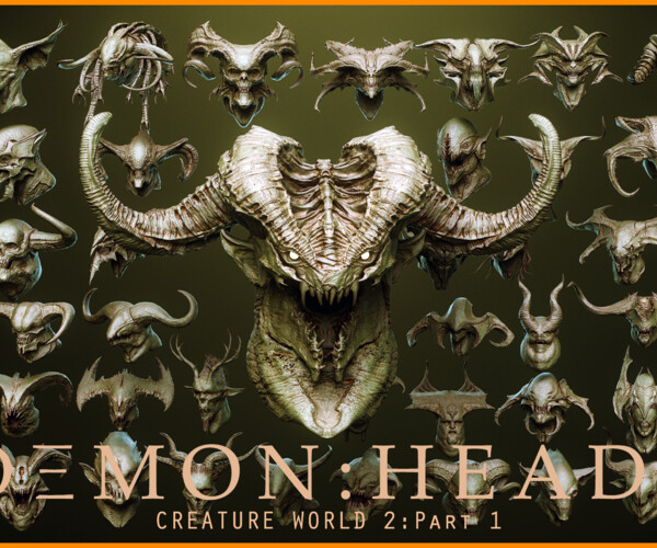 ArtStation - DEMON part 1: 52 Heads with Blendshapes | Brushes