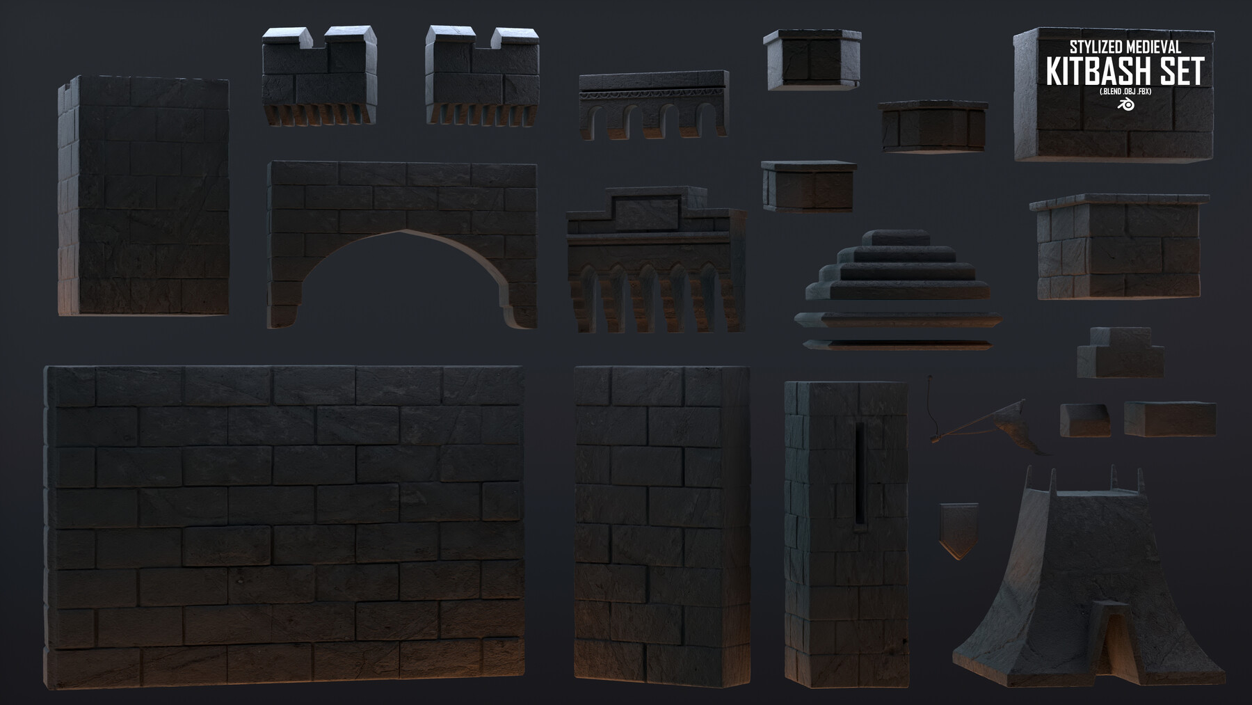 ArtStation - Stylized Medieval Model - Kitbash Set | Resources
