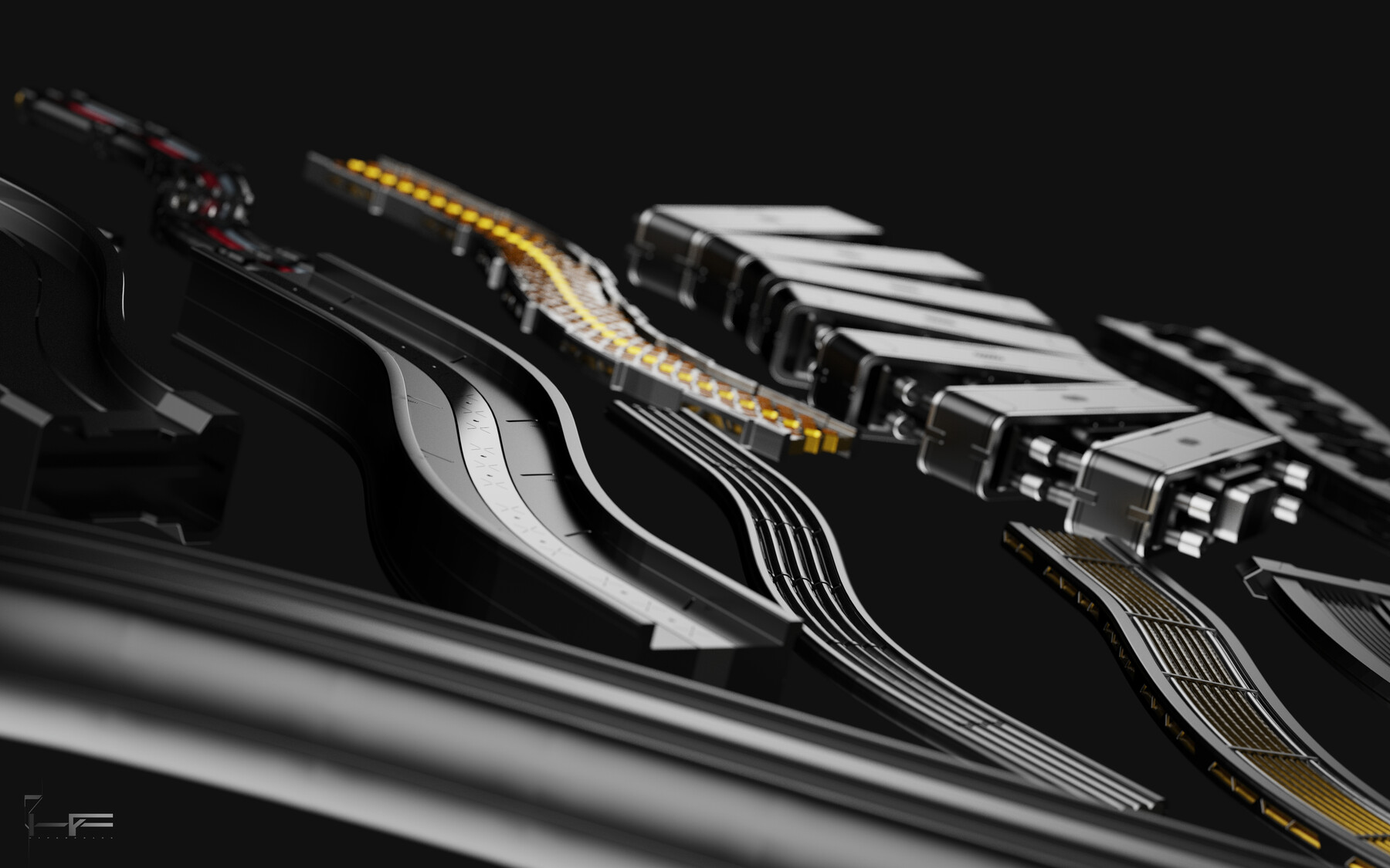 ArtStation - SCI-FI Hard Surface Cables, Wires Kitbash Vol-1 - IMM Curve Brush | Brushes