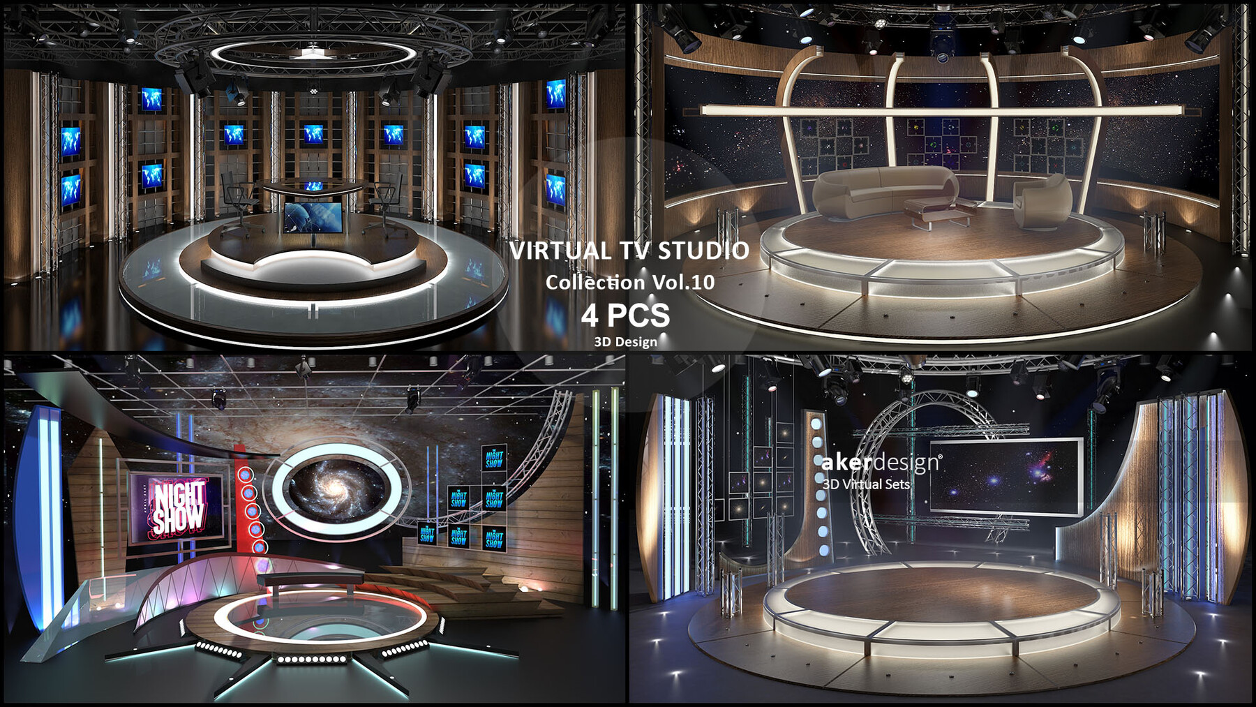 aker Studio - Virtual TV Studio Sets - Collection Vol 10 - 4 PCS DESIGN