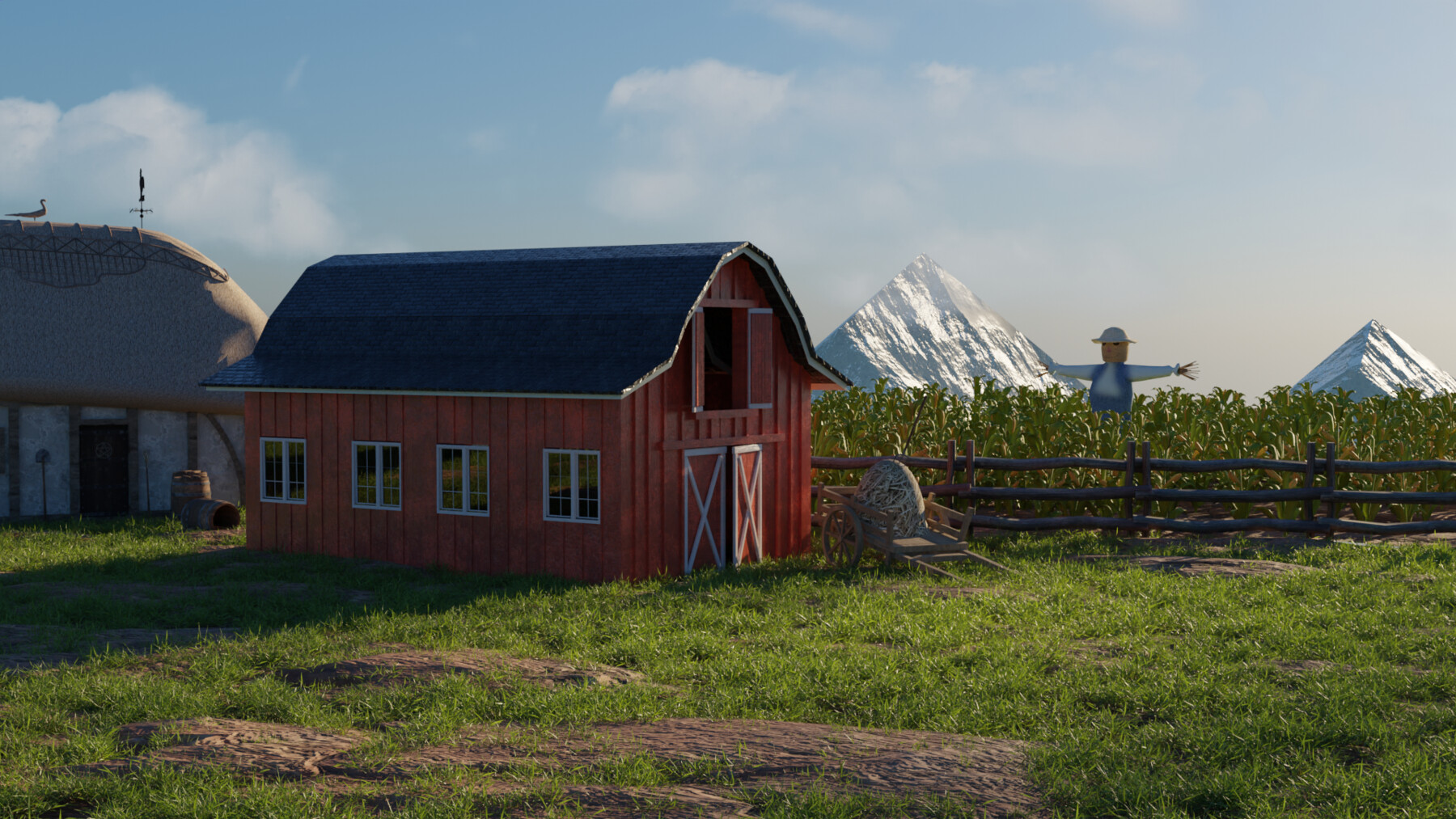 ArtStation - Stylized farm house village scene landscape | Resources