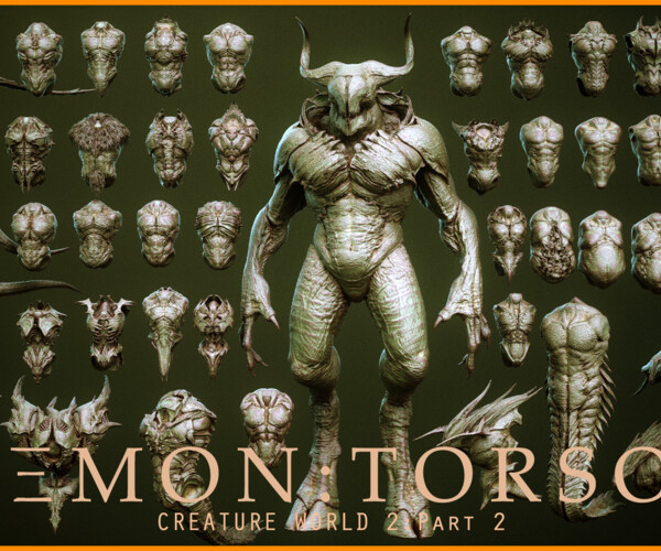 ArtStation - DEMON part 2: 43 Torsos with Blendshapes | Brushes