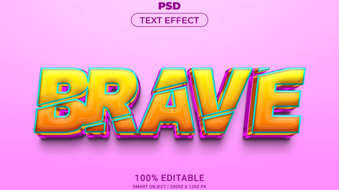 ArtStation - 3D Brave PSD fully editable text effect. Layer style PSD ...