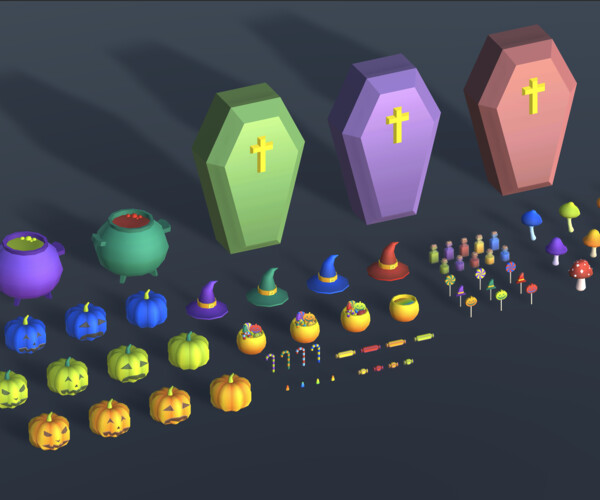 ArtStation - 3D props - Mystical Cartoon Halloween Pack 73 low poly ...