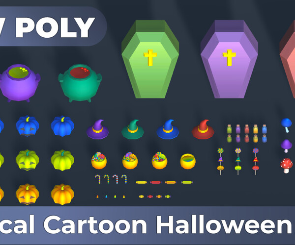 ArtStation - 3D props - Mystical Cartoon Halloween Pack 73 low poly ...