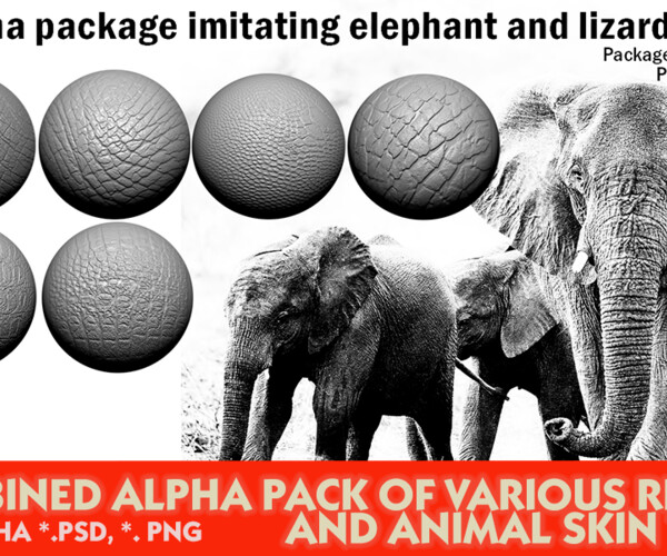 ArtStation - Combined alpha package of various reptile and animal skin ...