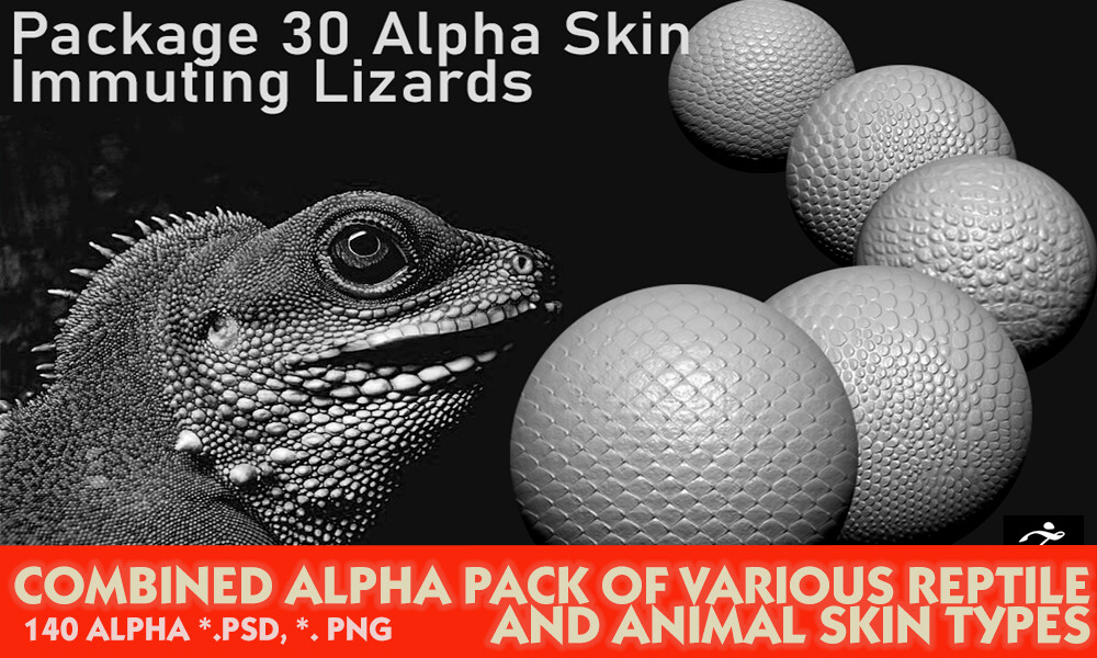 ArtStation - Combined alpha package of various reptile and animal skin ...