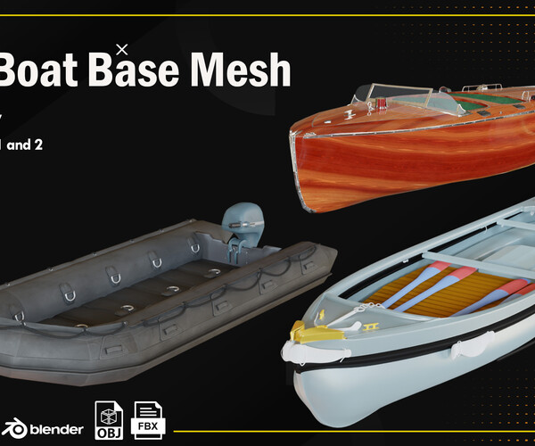 ArtStation - 15 Boat Base Mesh | Game Assets