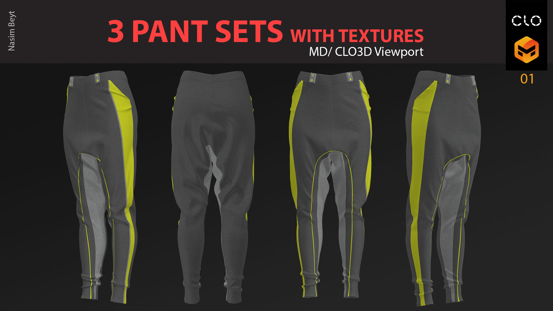 ArtStation - 3 Different Female's Pant Sets (VOL 01) with Texture ...
