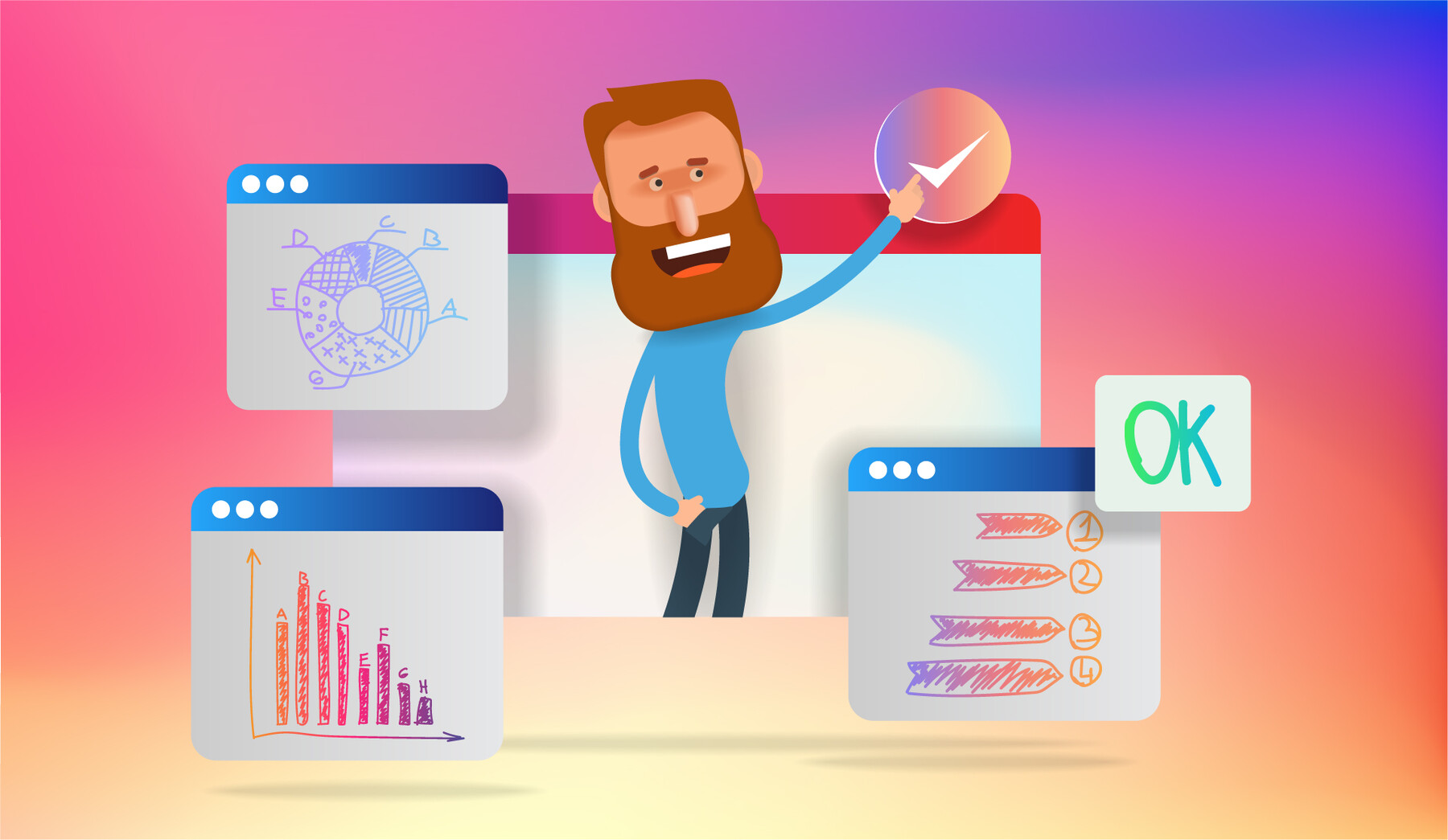 ArtStation - a cartoon man makes a presentation from the interface ...