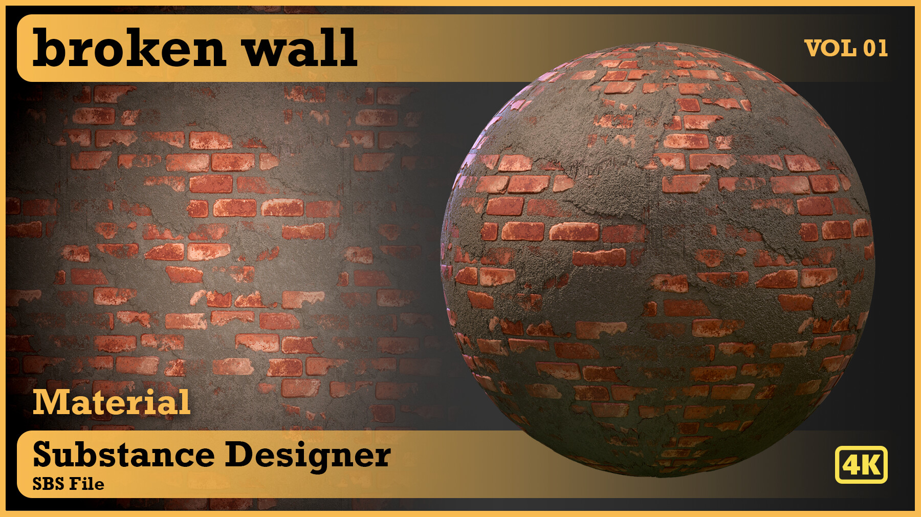 ArtStation - broken wall material - VOL 01 - substance designer | Game ...