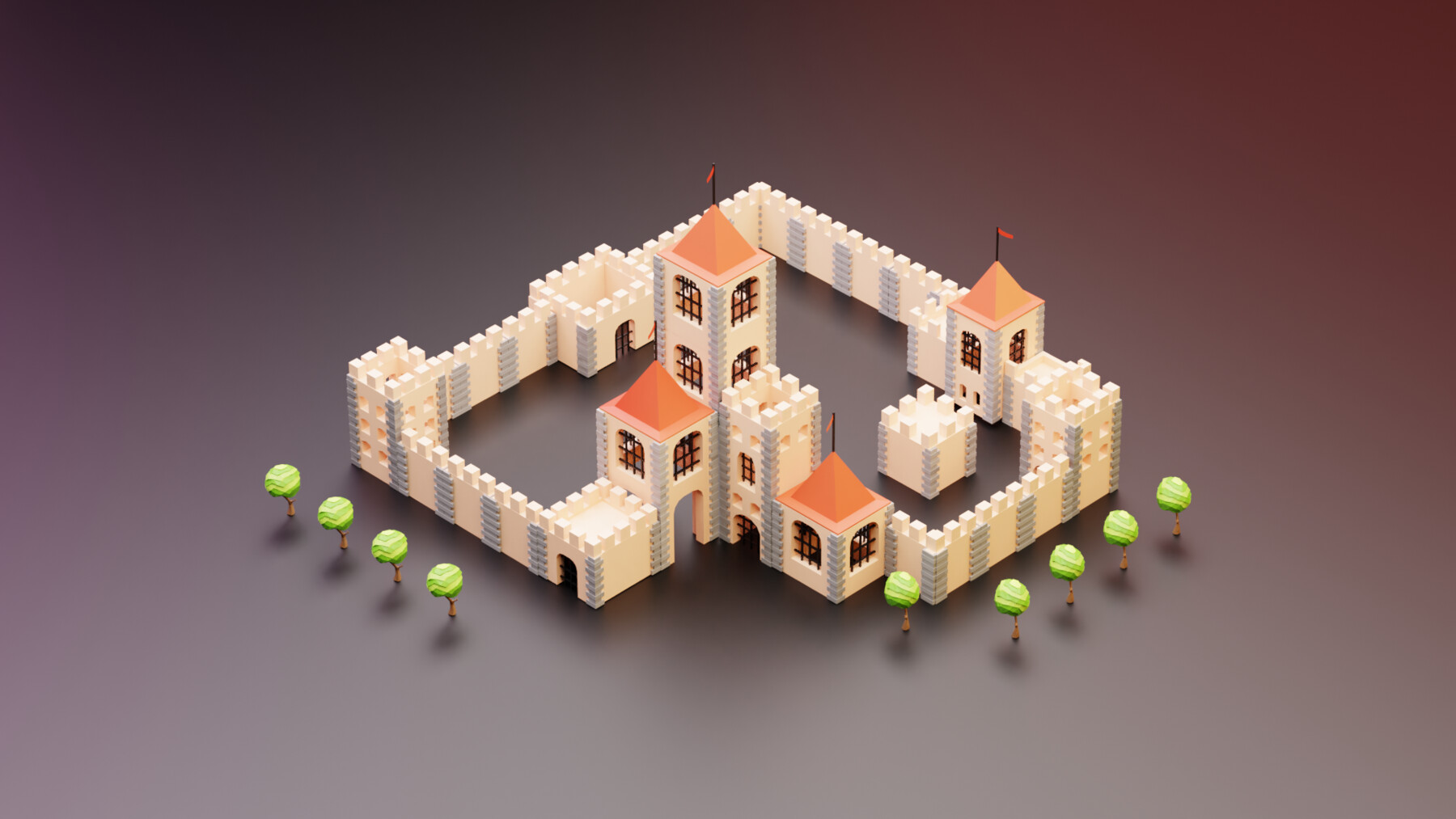ArtStation - Low Poly Castle - Kitbash | Game Assets