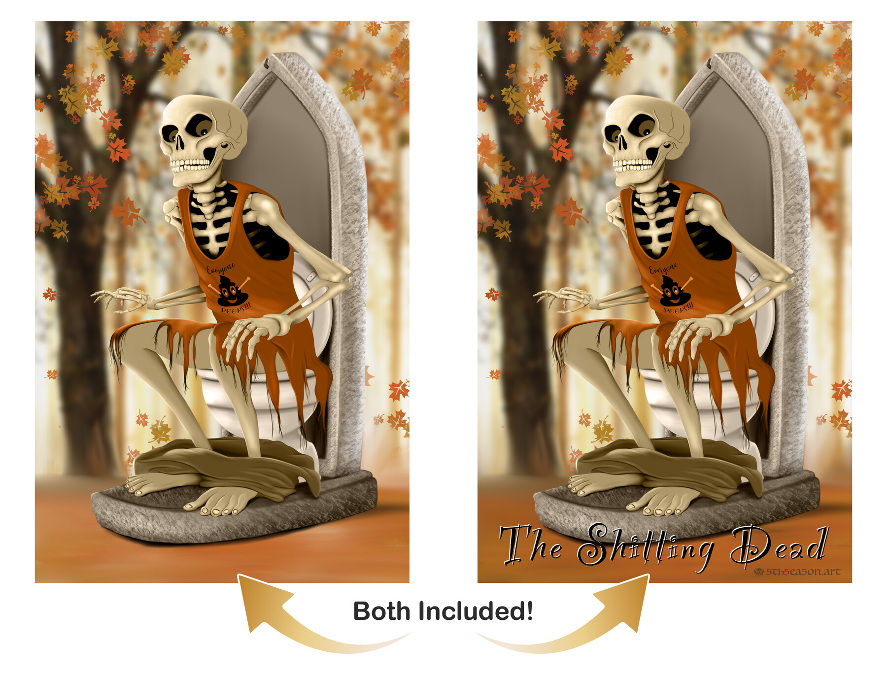 ArtStation - Printable Halloween Wall Art | Skeleton Pooping Original ...