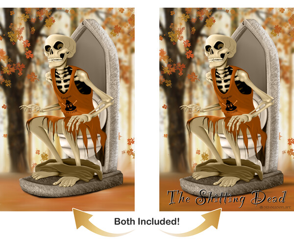 ArtStation - Printable Halloween Wall Art | Skeleton Pooping Original ...