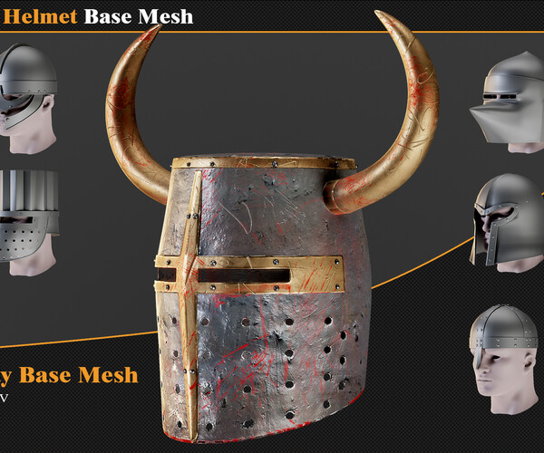 ArtStation - 20 Medieval Helmet Base Mesh - Vol 01 (Game Ready) | Game ...