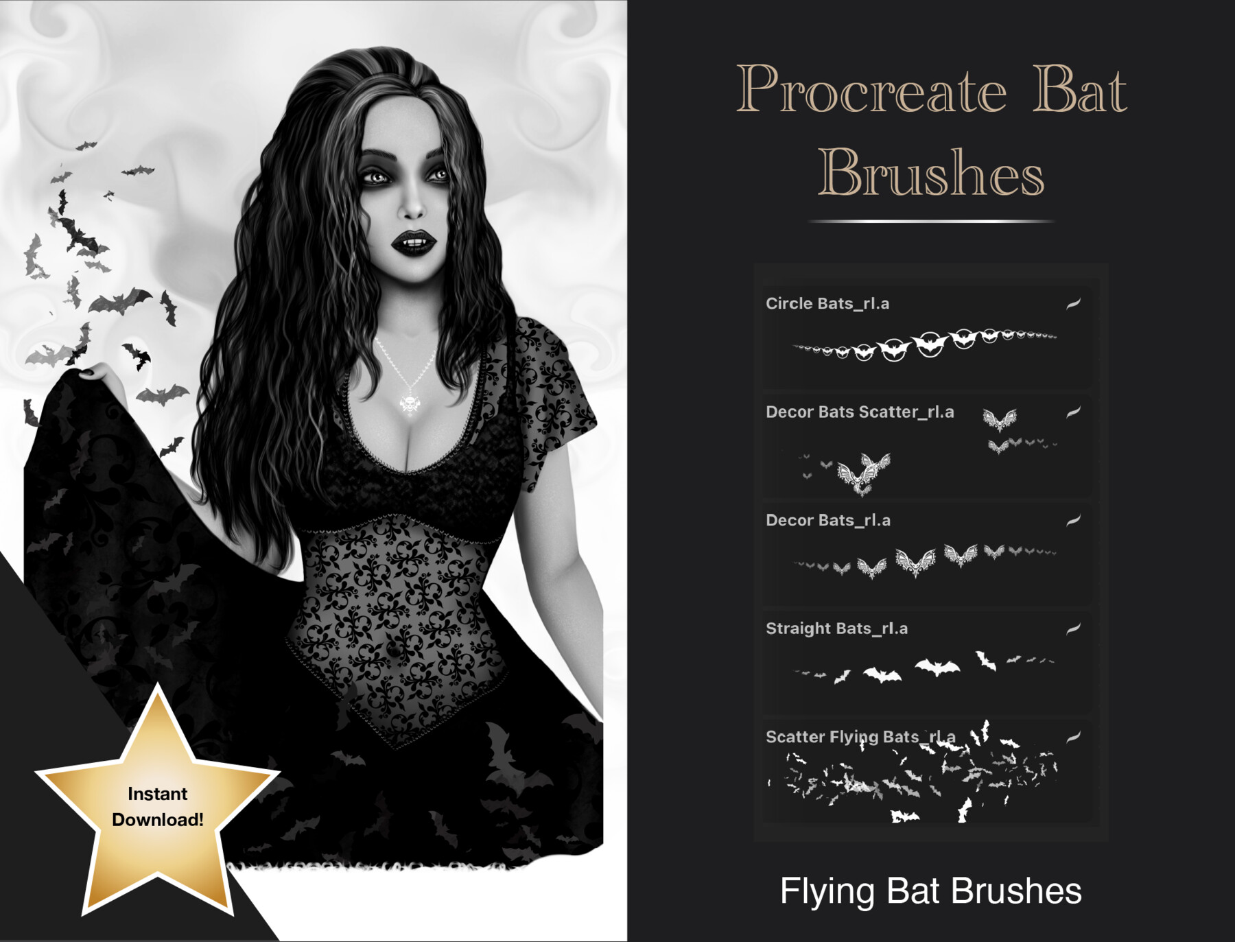 ArtStation - Procreate Brushes Flying Bats & Stamps | Brushes