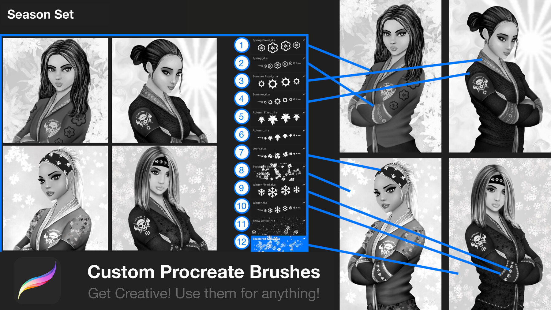 ArtStation - Procreate Brushes Seasons, Spring, Summer, Fall & Winter ...