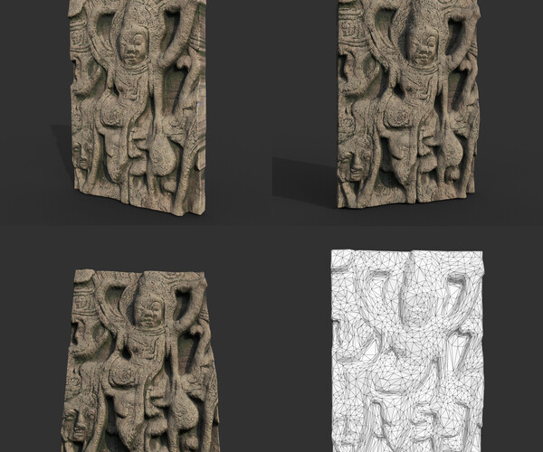 ArtStation - Low poly Ancient Khmer Temple Wall modular Ultra HD 16K ...